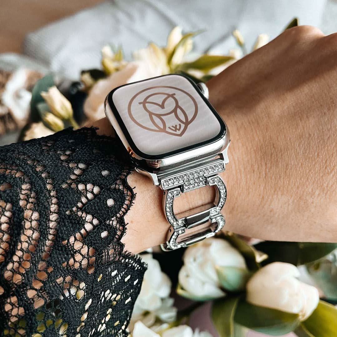 Bling Apple Watch Band - Echo Stainless Band with Cubic Zirconia | WizeBand
