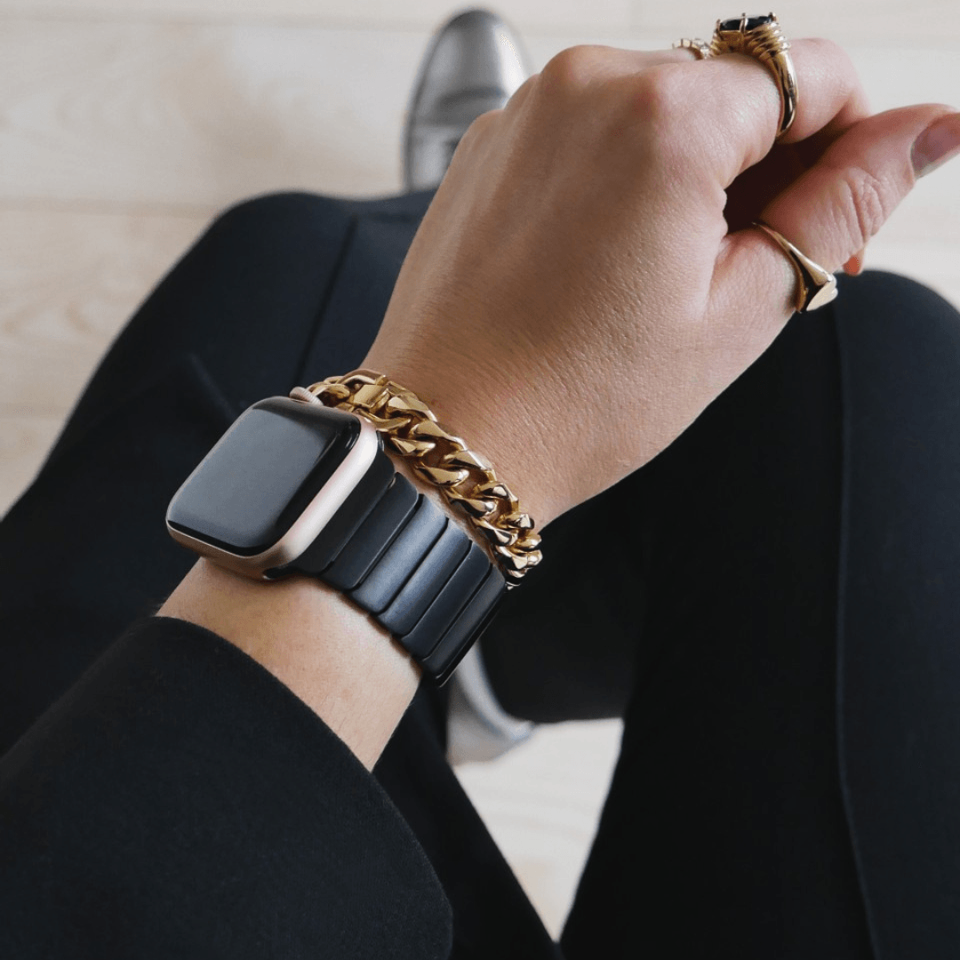 Rose Gold Apple Watch Band - Luxurious Neos Stainless Band | Black ...